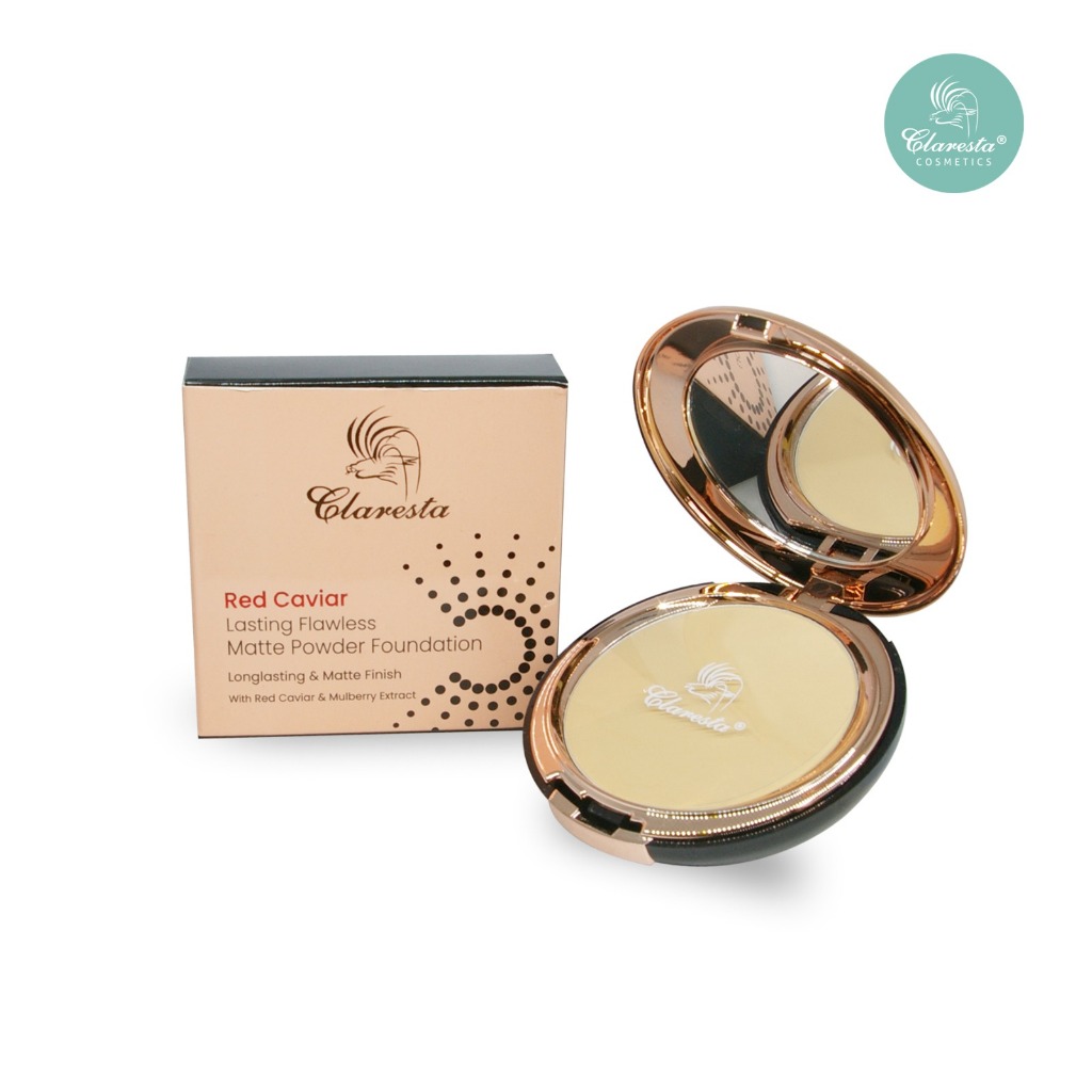 Jual Claresta Red Caviar Matte Powder Foundation Natural Gloss | Shopee ...