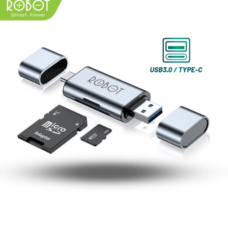 Jual ROBOT Card Reader CR22 2 in 1 USB 3 TypeC OTG Memory Card Adapter ...