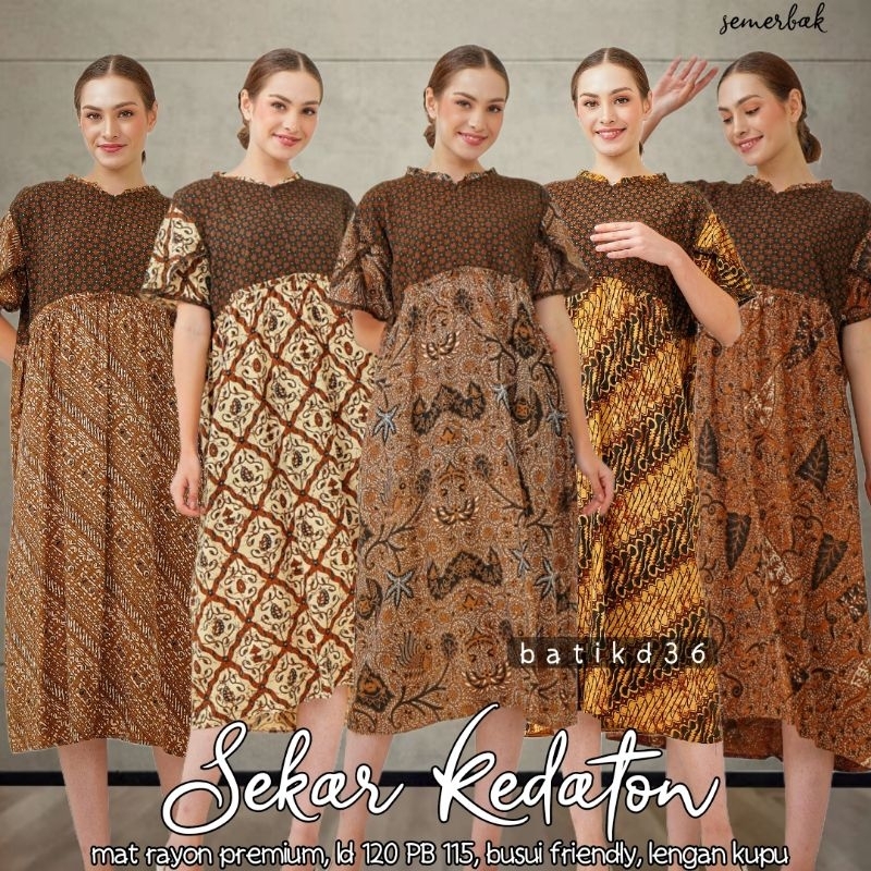 Jual Semerbak Daster batik sogan ori / daster payung busui / homedress ...