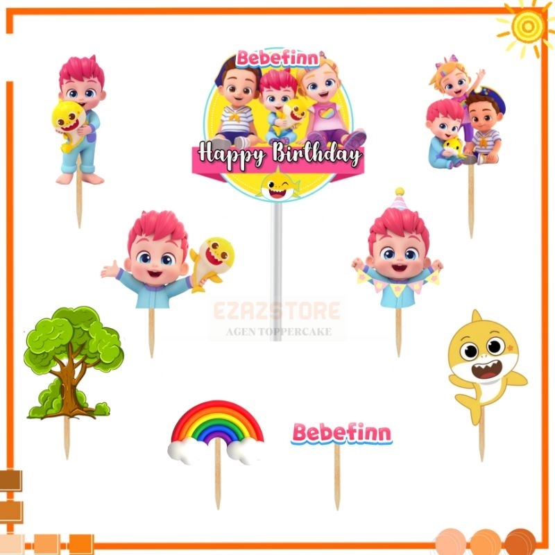 Jual topper kue karakter bebefinn/topper happy birthday/toppercake ...