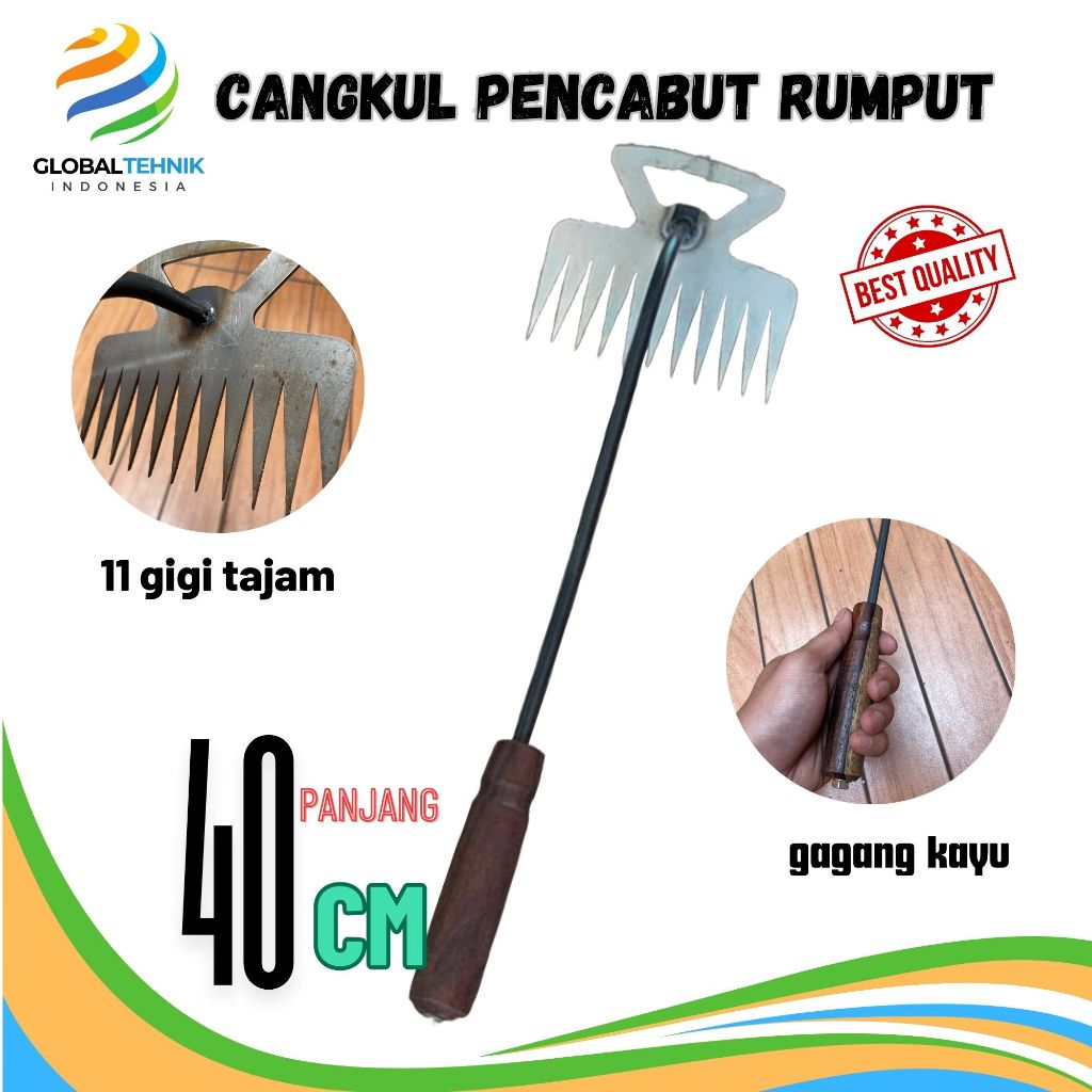 Jual 11 Gigi Weeding Hoe Besi Weeding Garu Alat Pencabut Rumput 40cm ...