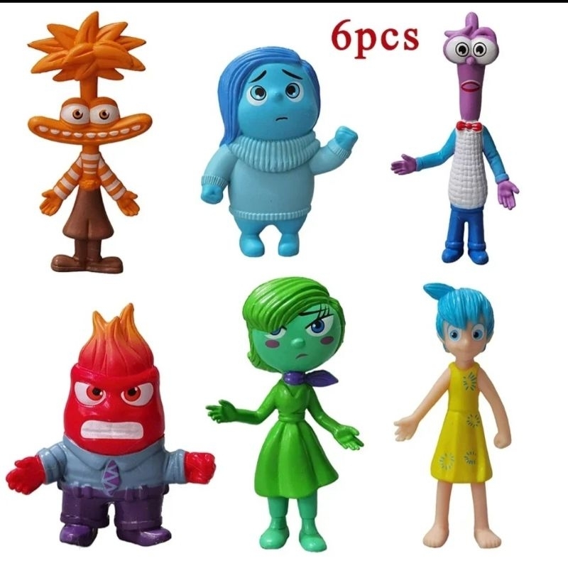 Jual inside out figure set 6 joy sadness angry anxiety mainan topper ...
