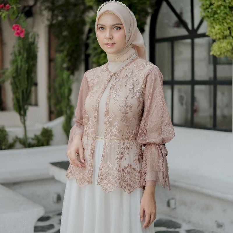 Jual Outer brokat flower mix tile / long outer brukat / baju kondangan ...