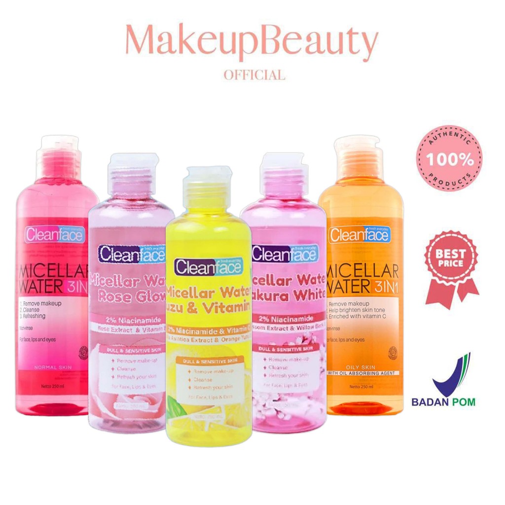 Jual CLEANFACE Micellar Water 3IN1 / Pembersih Wajah / Pembersih Makeup ...