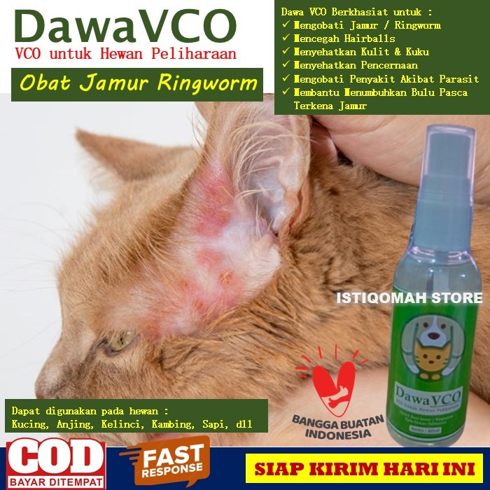 Jual Obat Jamur Ringworm Pada Kucing DAWA VCO 60ML Obat Spray Penyakit ...