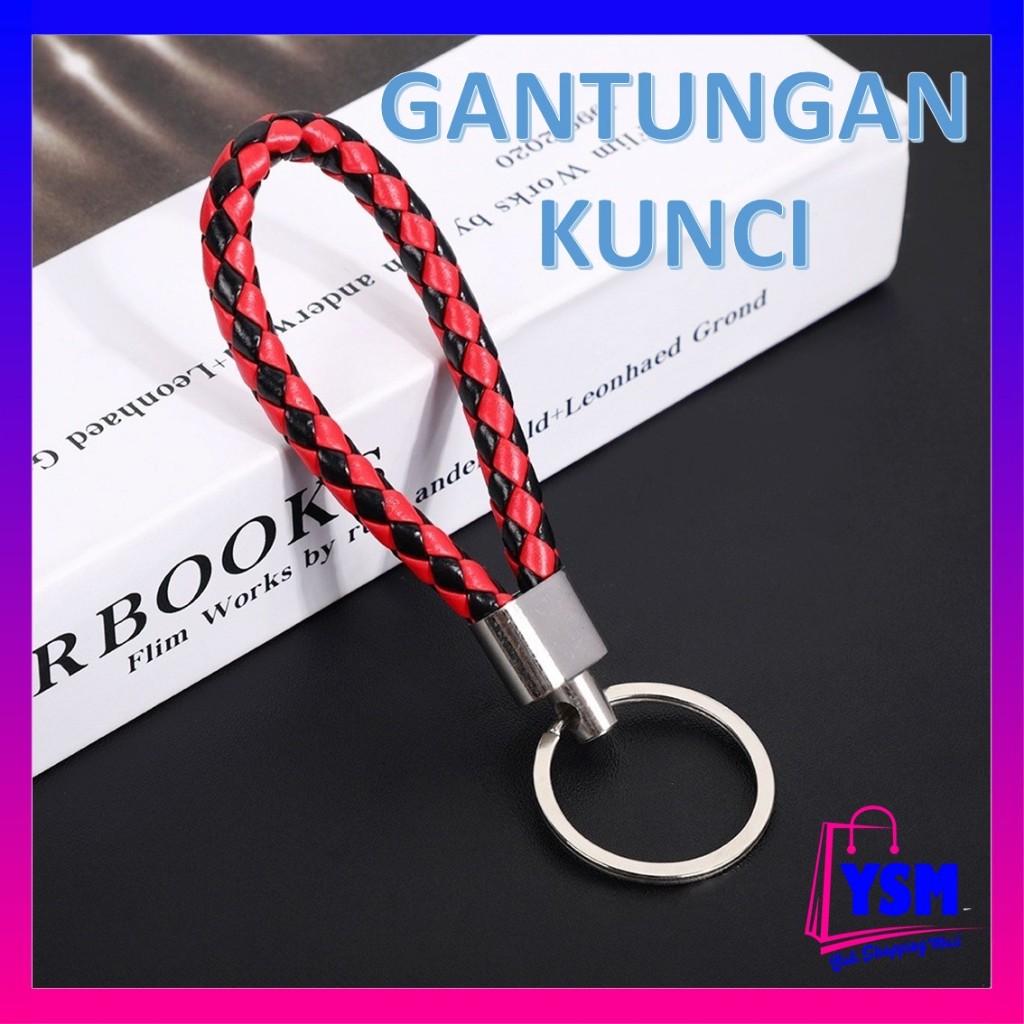 Jual YSM Gantungan Kunci Tali Anyam Kepang Motor Mobil Ganci Kulit Rajut Braided Mini | Shopee ...