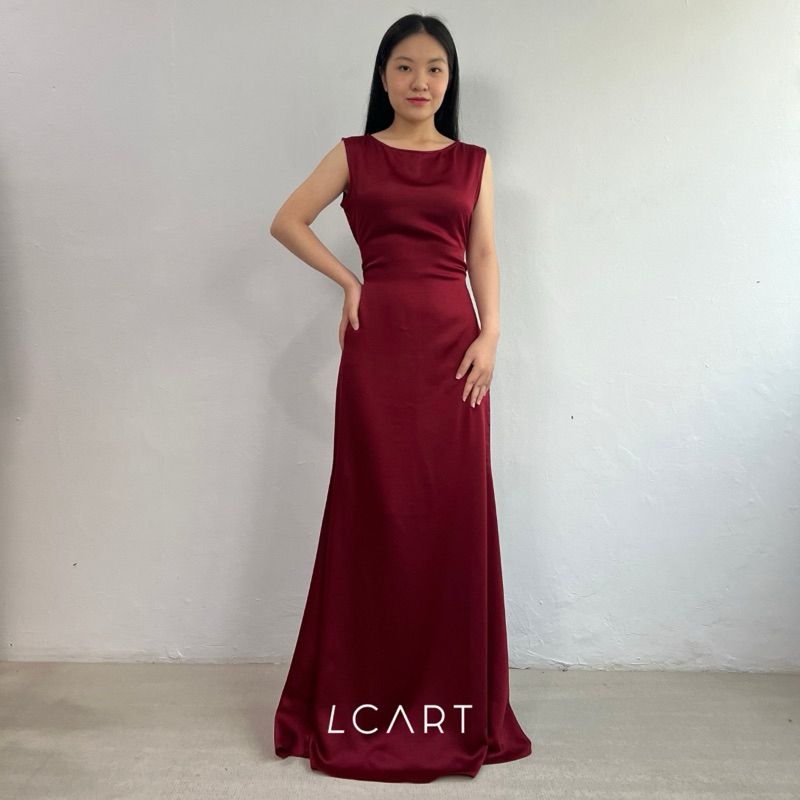 Jual LCART - Asa Long Dress | Dress Satin Wanita | Adjustable Dress ...
