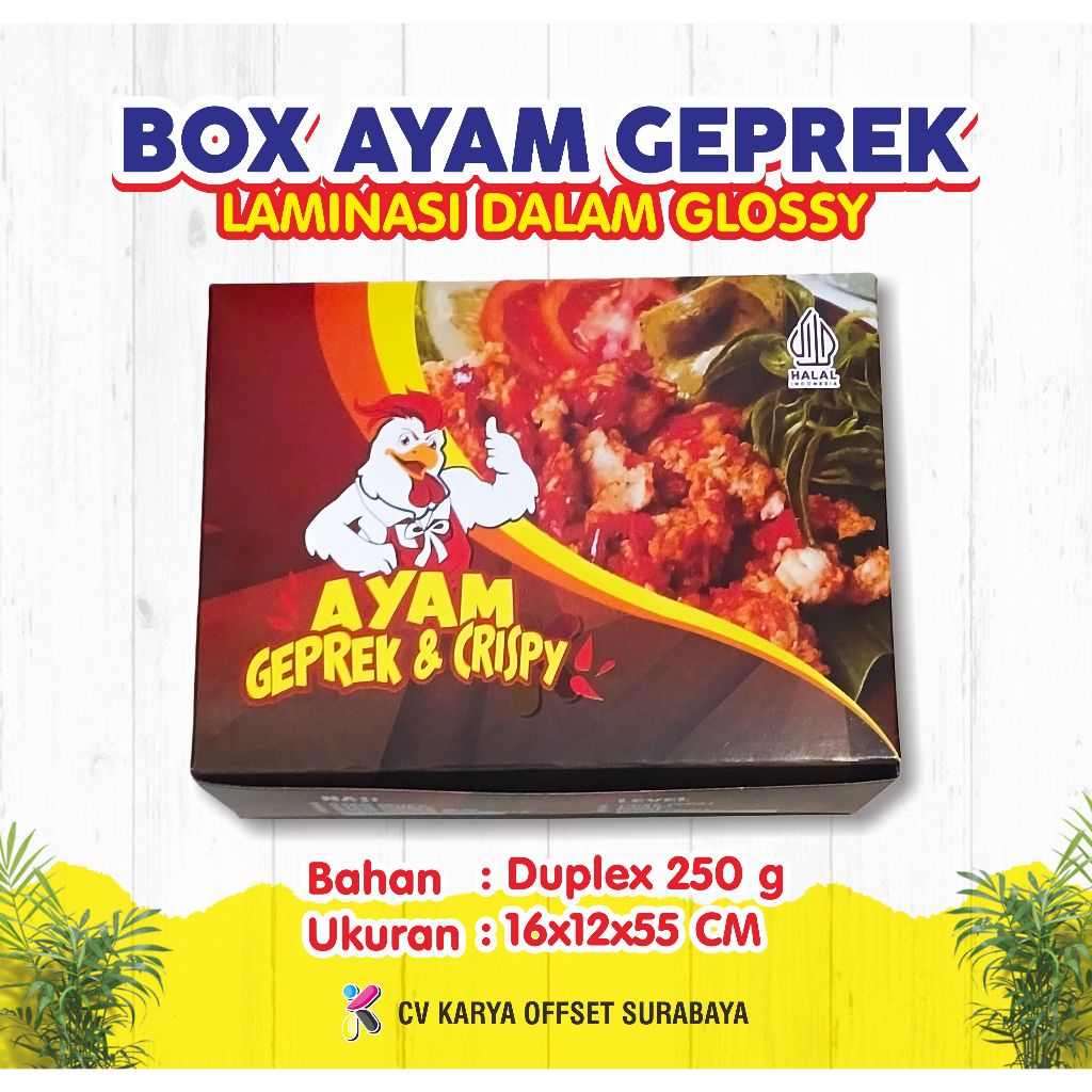 Jual Box Ayam geprek motif isi 50/Kemasan box ayam goreng/Glossy ...
