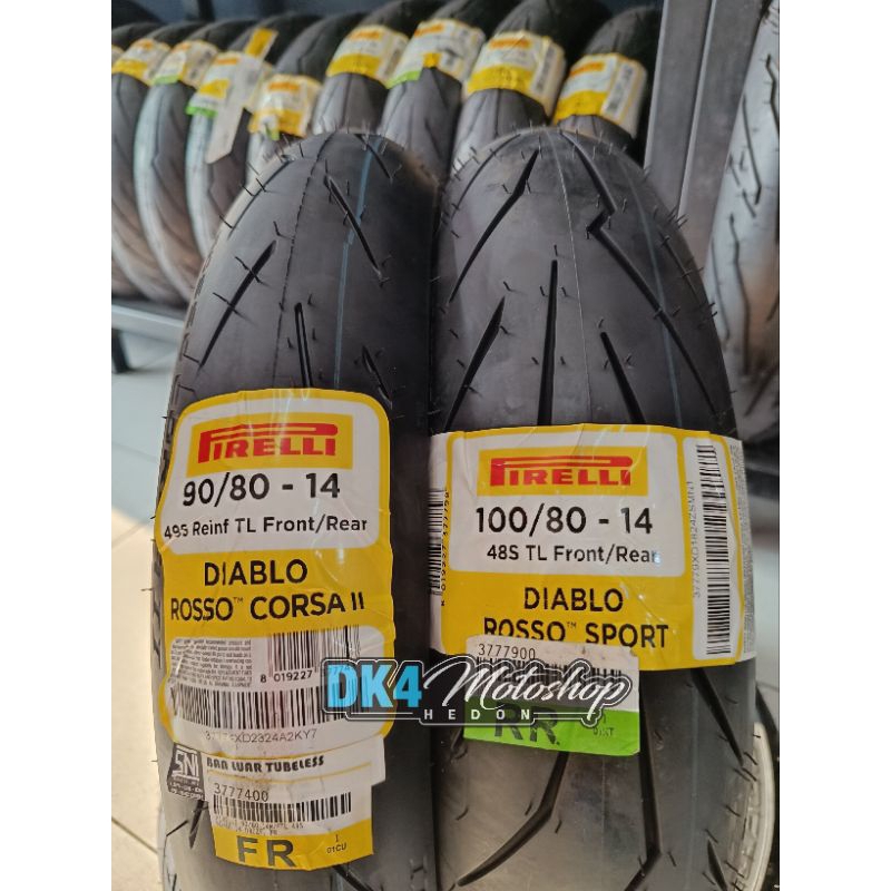 Jual Paket Ban Pirelli Diablo rosso Corsa 2 90/80-14F & Drs 100/80-14R Vario, Beat, Lexi ...