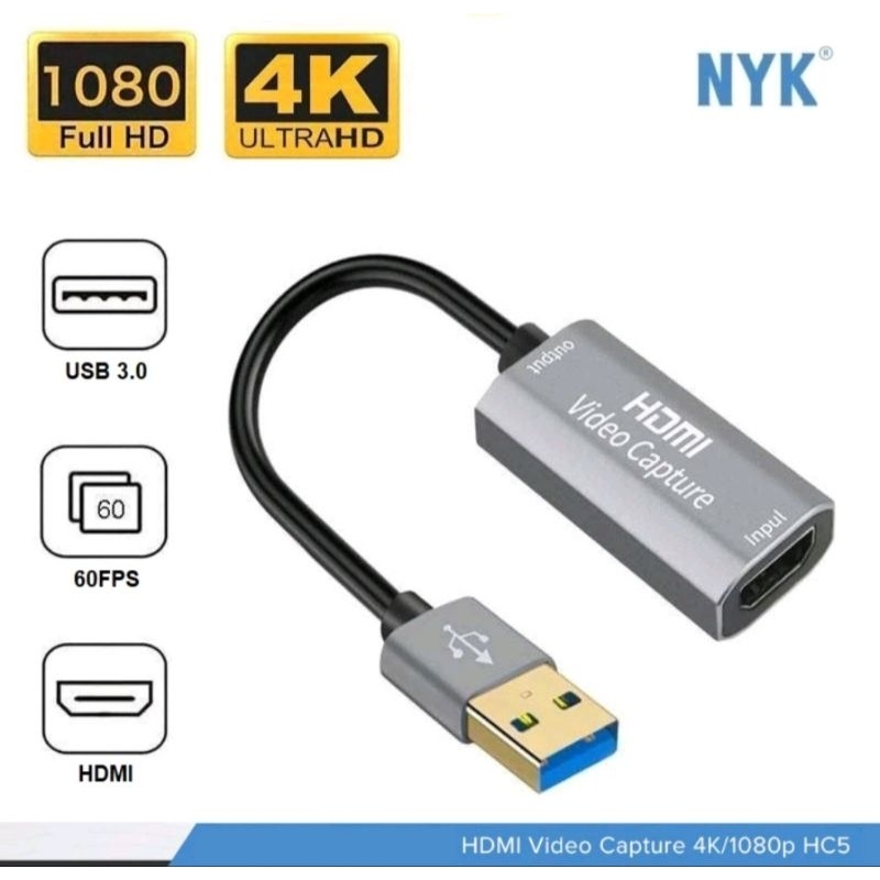 Jual NYK HDMI Capture Usb Versi 3,0 1080 full HD 4k | Shopee Indonesia