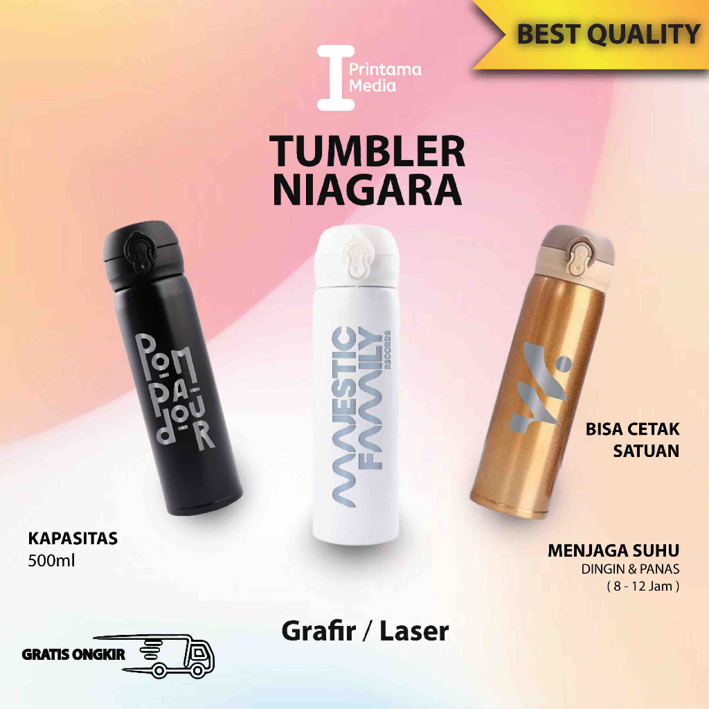 Jual Tumbler Custom Nama/Tulisan Tumbler Niagara Cetak Laser Grafir ...