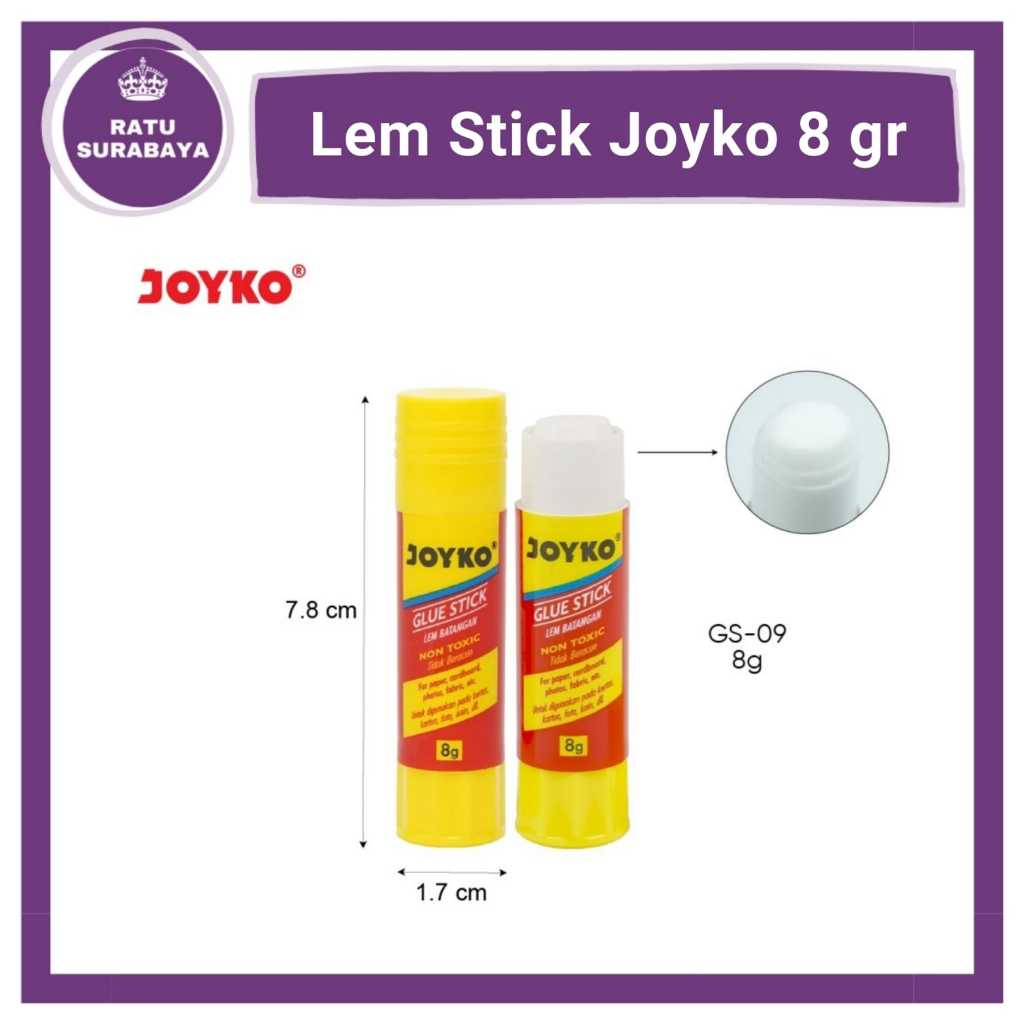 Jual Lem Kertas Glue Stick Joyko 8gr GS 09 Perekat Kuat Joyco Lem Stik ...