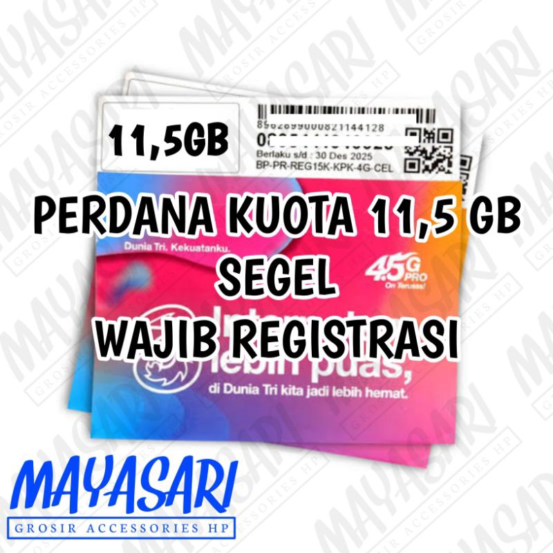 Jual KARTU PERDANA TRI INTERNET KUOTA 11,5GB SEGEL MASA AKTIF HINGGA ...
