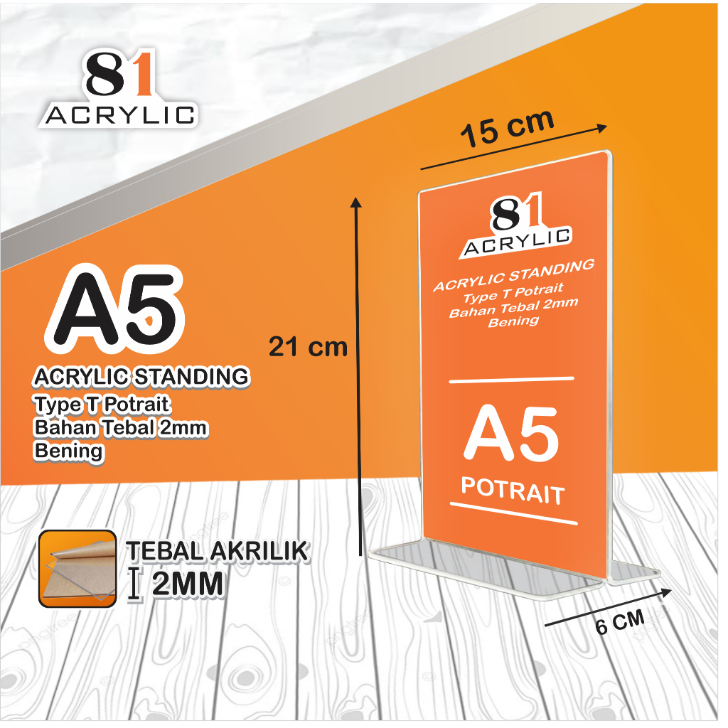 Jual Akrilik Acrylic A5 Tent card daftar menu nomor meja stand Qris ...