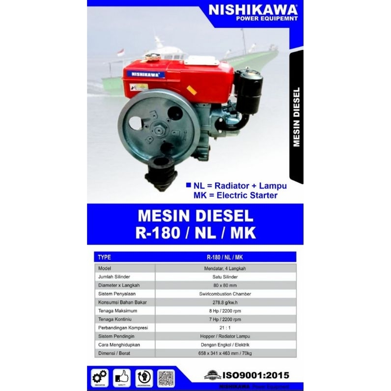 Jual MESIN DIESEL SOLAR NISHIKAWA R180 8HP | Shopee Indonesia