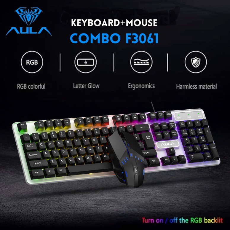 Jual AULA Combo Keyboard Mouse Set USB Wired F361 RGB Backlight h J6X2 ...