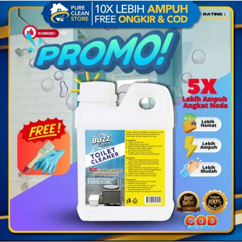 Jual buzzclean cairan toilet cleaner ajaib pembersih kerak toilet kamar mandi stainless shower ...