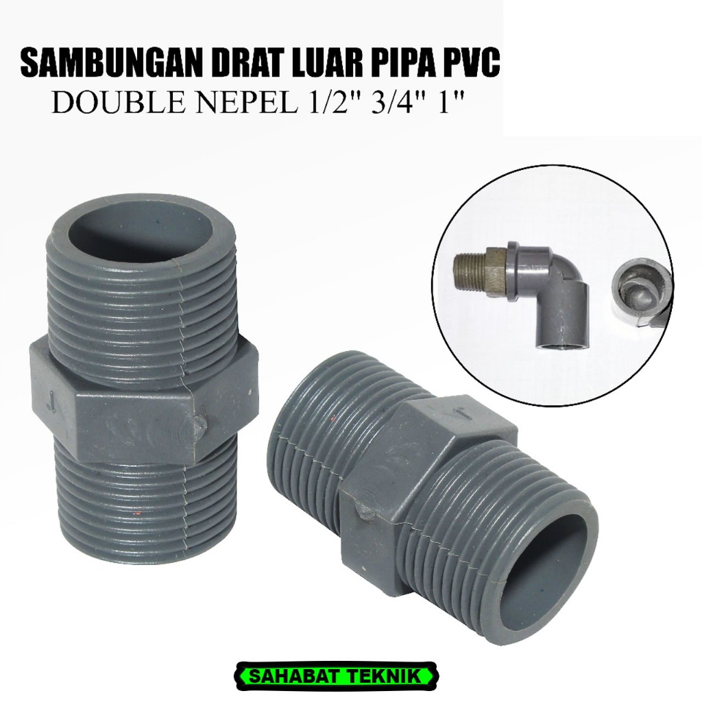 Jual Fitting Double Drat Double Neple PVC 1/2 inch 3/4 inch 1 Inch ...