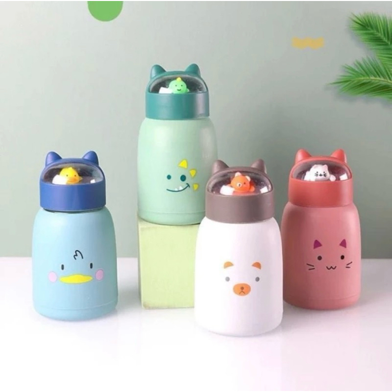 Jual Botol Minum Kaca Cover Plastik Motif Kartun 360ML Pakai Box ...