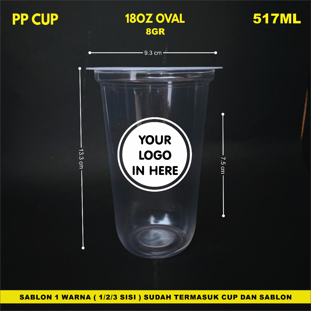 Jual Sablon cup minuman 18 oz oval 8gr gelas plastik STARINDO costum ...