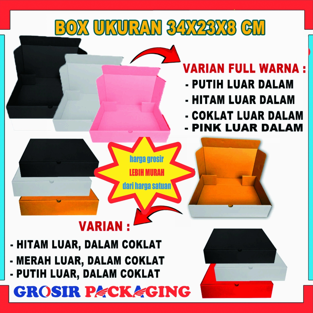 Jual (PAKET 100 PCS) Box 34x23x8 Cm/ Kardus Polos/ Box Hampers/ Box ...