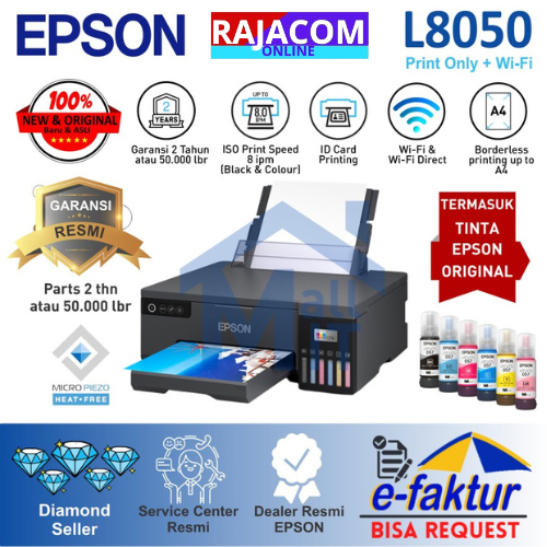 Jual PRINTER EPSON L8050 L-8050 L 8050 WIFI FOTO ID CARD | Shopee Indonesia