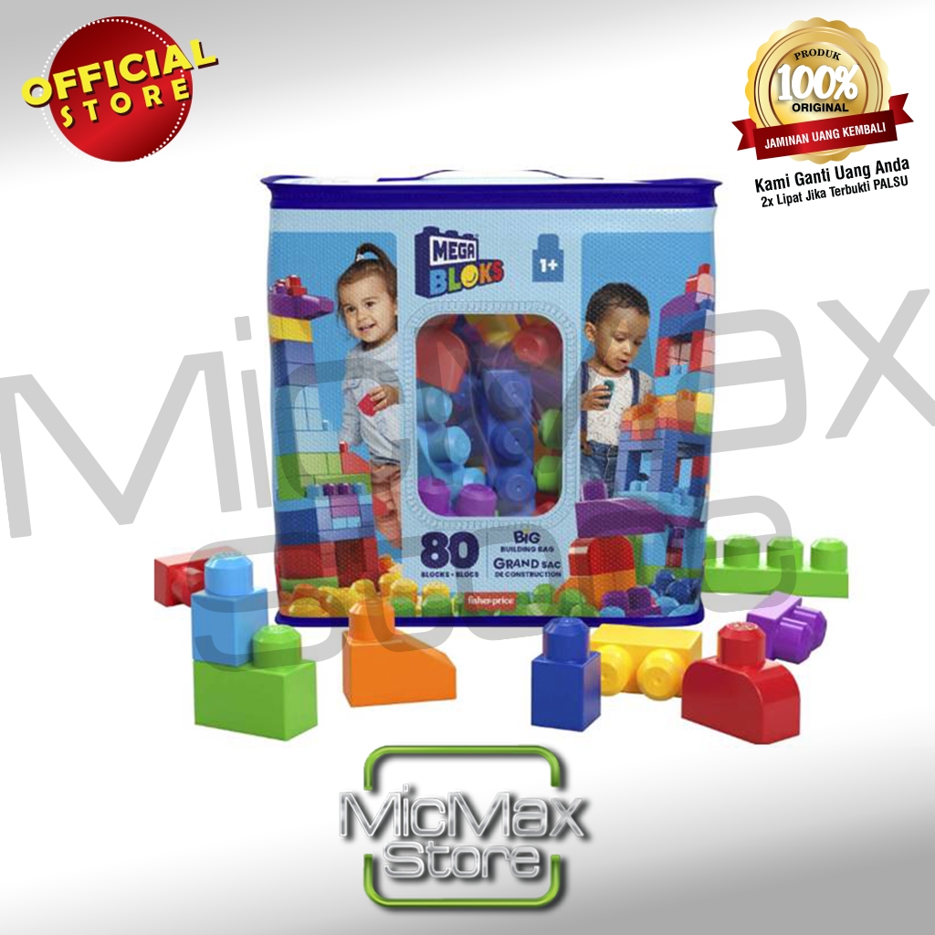 Jual Mega Bloks MEGABLOKS Big Building Bag 80 PCS BLUE DCH63 | Shopee ...