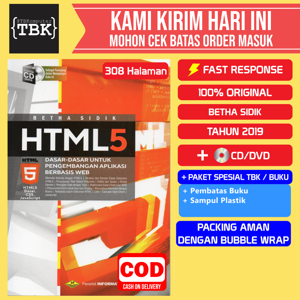 Jual BUKU HTML 5 DASAR DASAR UNTUK PENGEMBANGAN APLIKASI BERBASIS WEB ...