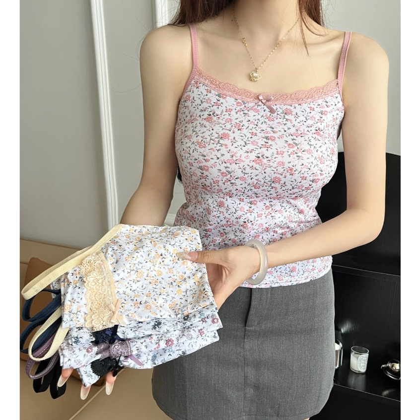 Jual •OKEY BELI•BR1734 Baju Tanktop Fashion Wanita Corak Bunga Elastis ...