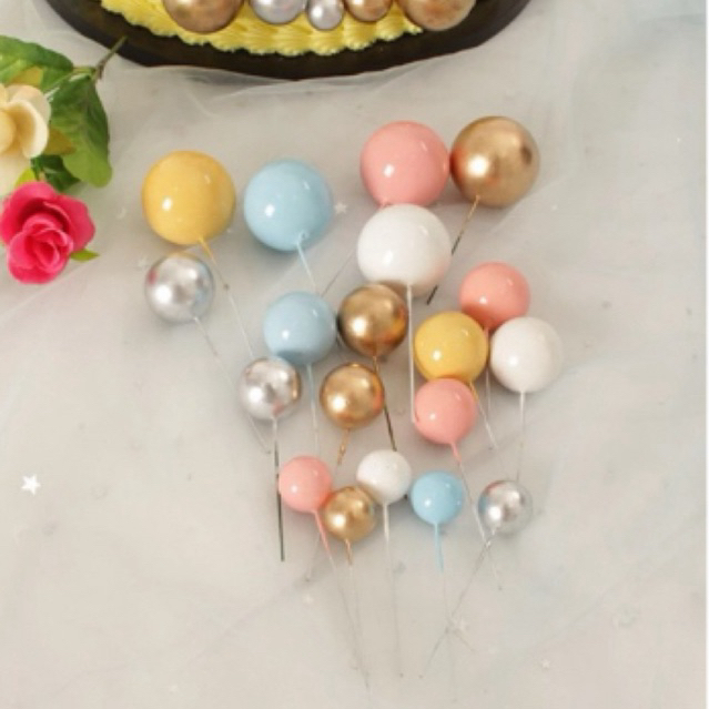 Jual [SATUAN] Hiasan Cake Topper Tusuk Kue BOLA POLOS Kilat Glossy ...