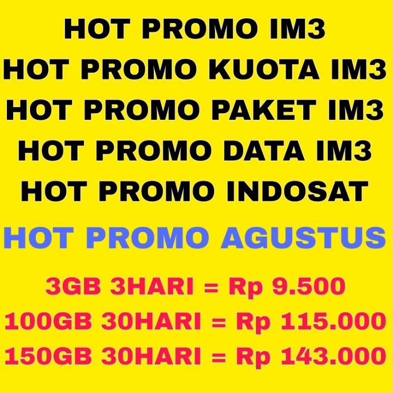 Jual hot promo im3 / paket data hot promo indosat / hot promo kuota ... Jual hot promo im3 / paket data hot promo indosat / hot promo kuota ...