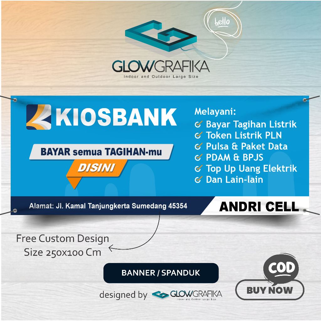 Jual Cetak Spanduk Banner Kios Bank Custom Nama | Shopee Indonesia