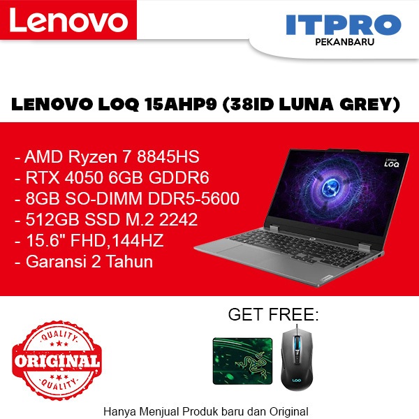 Jual LENOVO LOQ 15AHP9 38ID LUNA GREY NOTEBOOK GAMING AMD RYZEN 7 ...
