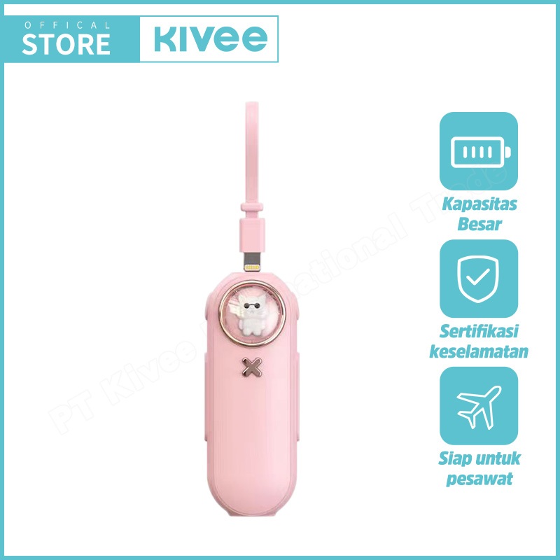 Jual KIVEE Powerbank iphone mini Fast charging portabel With kabel data ...
