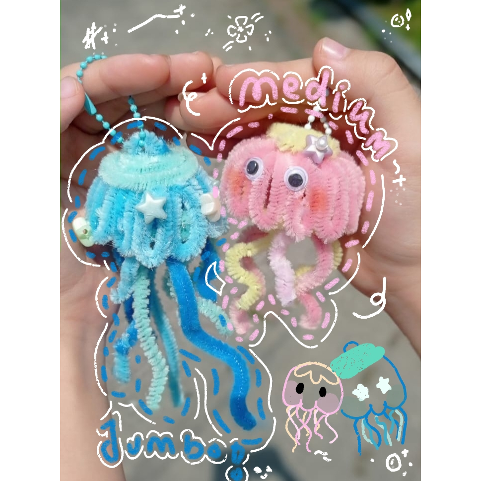 Jual jellyfish keychain | pipe cleaner | gantungan kunci UBUR-UBUR ...