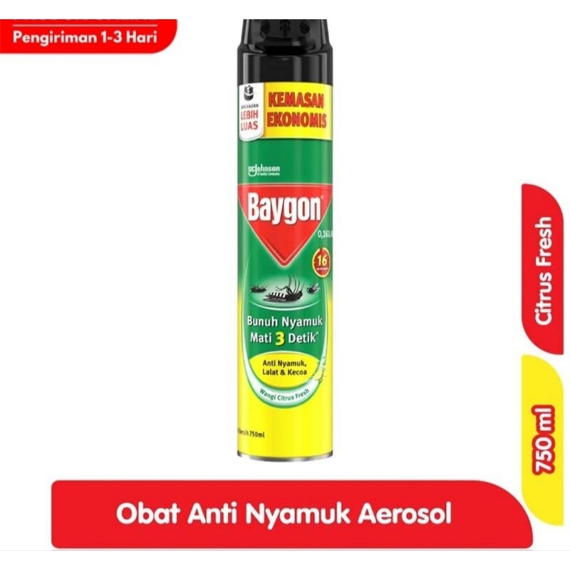 Jual Baygon Aerosol Obat Pembasmi Nyamuk Citrus Fresh 750 Ml | Shopee ...