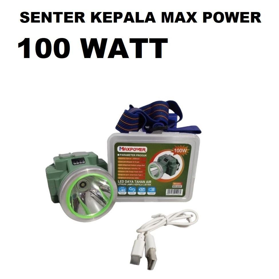 Jual Senter Kepala Led Headlamp 100 Watt Maxpower MX-5206 Cahaya Putih ...