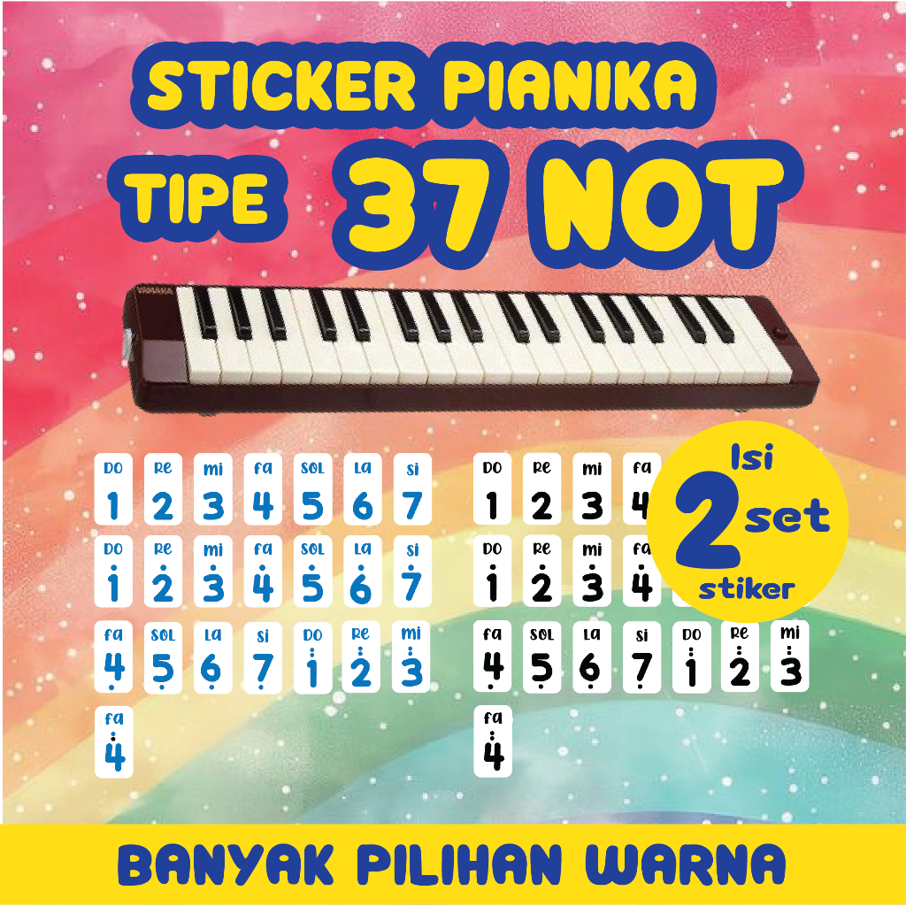 Jual [ Dapat 2 SET ] Stiker pianika 37NOT PREMIUM sticker pianika not ...