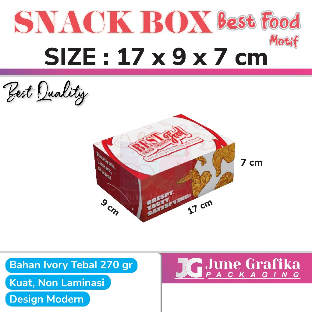 Jual Box Fried Chicken / 17 x 9 x 7 cm / Box Ayam Geprek Snack Box ...