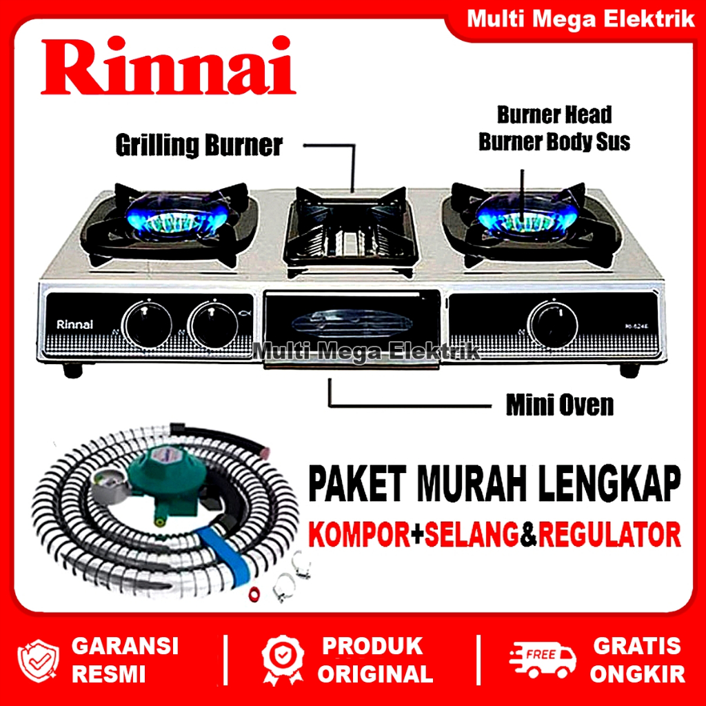 Jual [COD] KOMPOR GAS RINNAI 2 TUNGKU RI 524 E / KOMPOR 2 TUNGKU ...