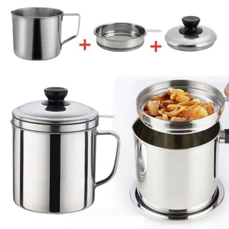 Jual 42 OIL POT FILTER 1300ML SARINGAN STAINLESS MINYAK GORENG SISA ...