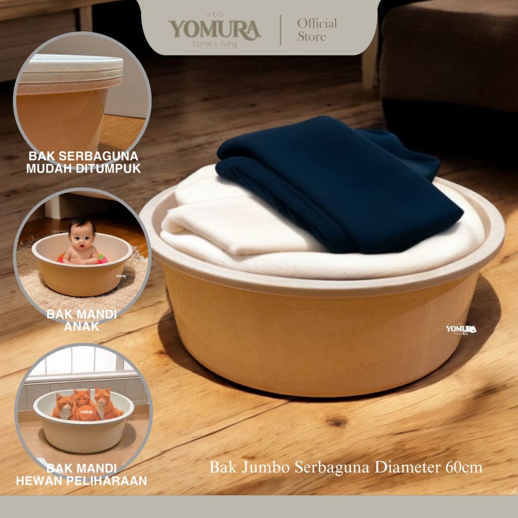 Jual YOMURA Bak JUMBO Serbaguna Diameter 60 cm Bak 46 Liter USA Mandi ...