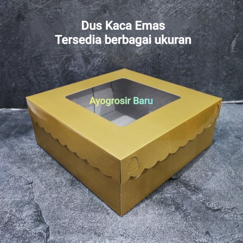 Jual Dus Kaca Mas 20x20 x7.5 isi 10 pc Kardus Kue Dus Gold 20 x 20 ...