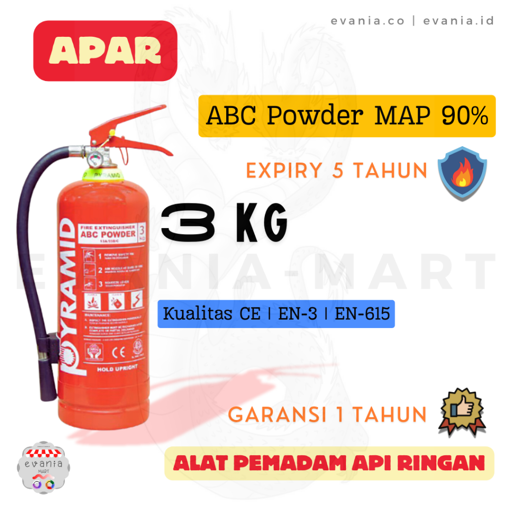 Jual APAR 3 kg ABC Dry Powder 90% MAP Alat Pemadam Api Ringan Fire Extinguisher | Shopee Indonesia
