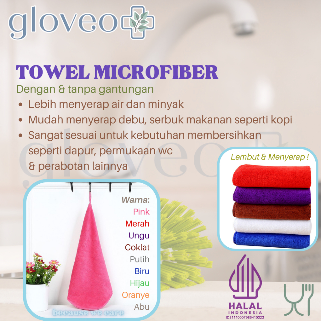 Jual GLOVEO Kitchen Microfiber Towel Super absorbent lebih menyerap air ...