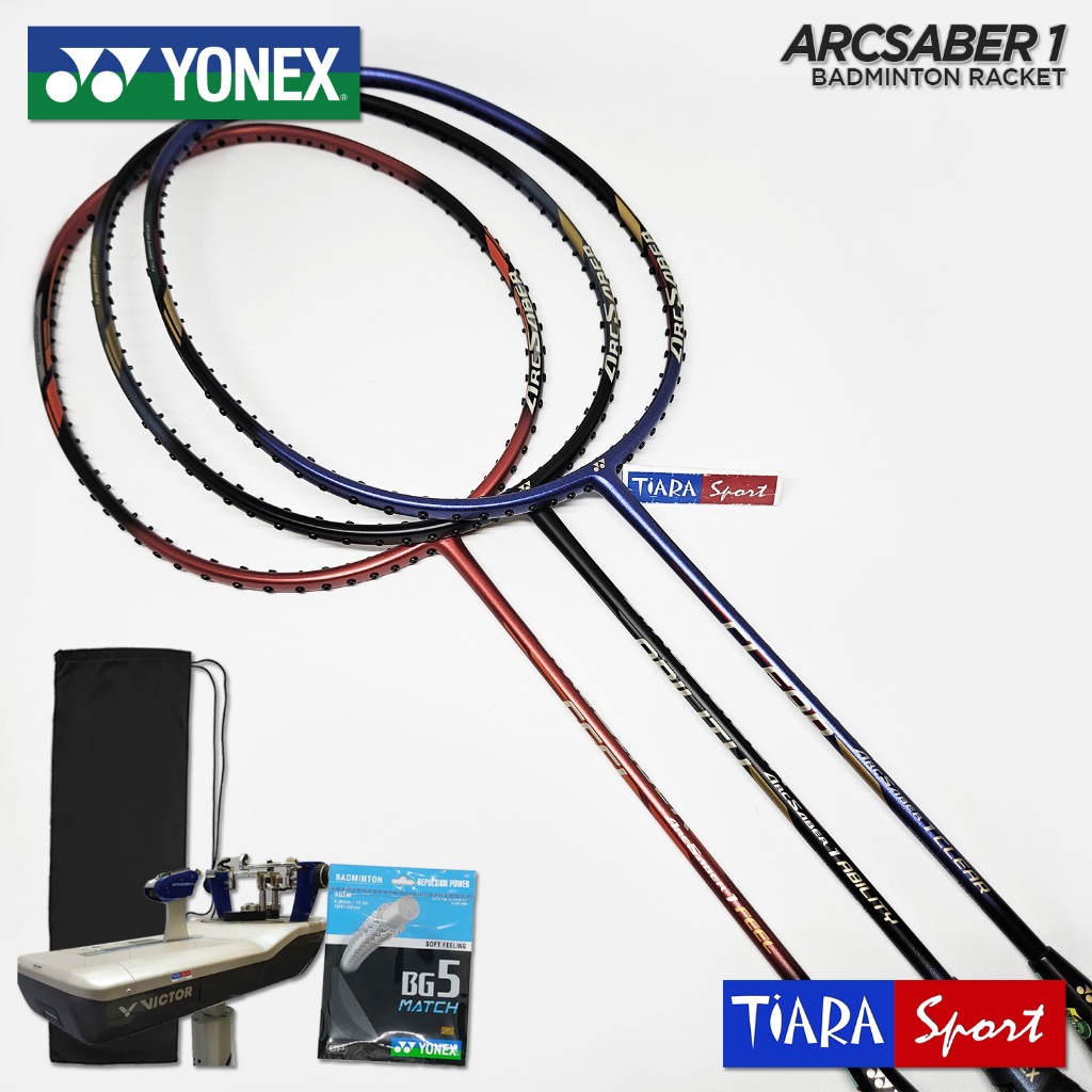 Jual Raket YONEX Arcsaber 1 - Ability Black / Clear Blue / Feel Red - 5U Badminton Racket Set ...