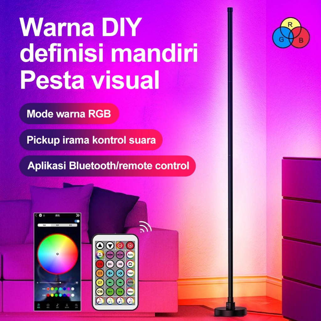 Jual E.Home 100CM Lampu Lantai DC5V Lampu Standing Remote Kontrol RGB ...