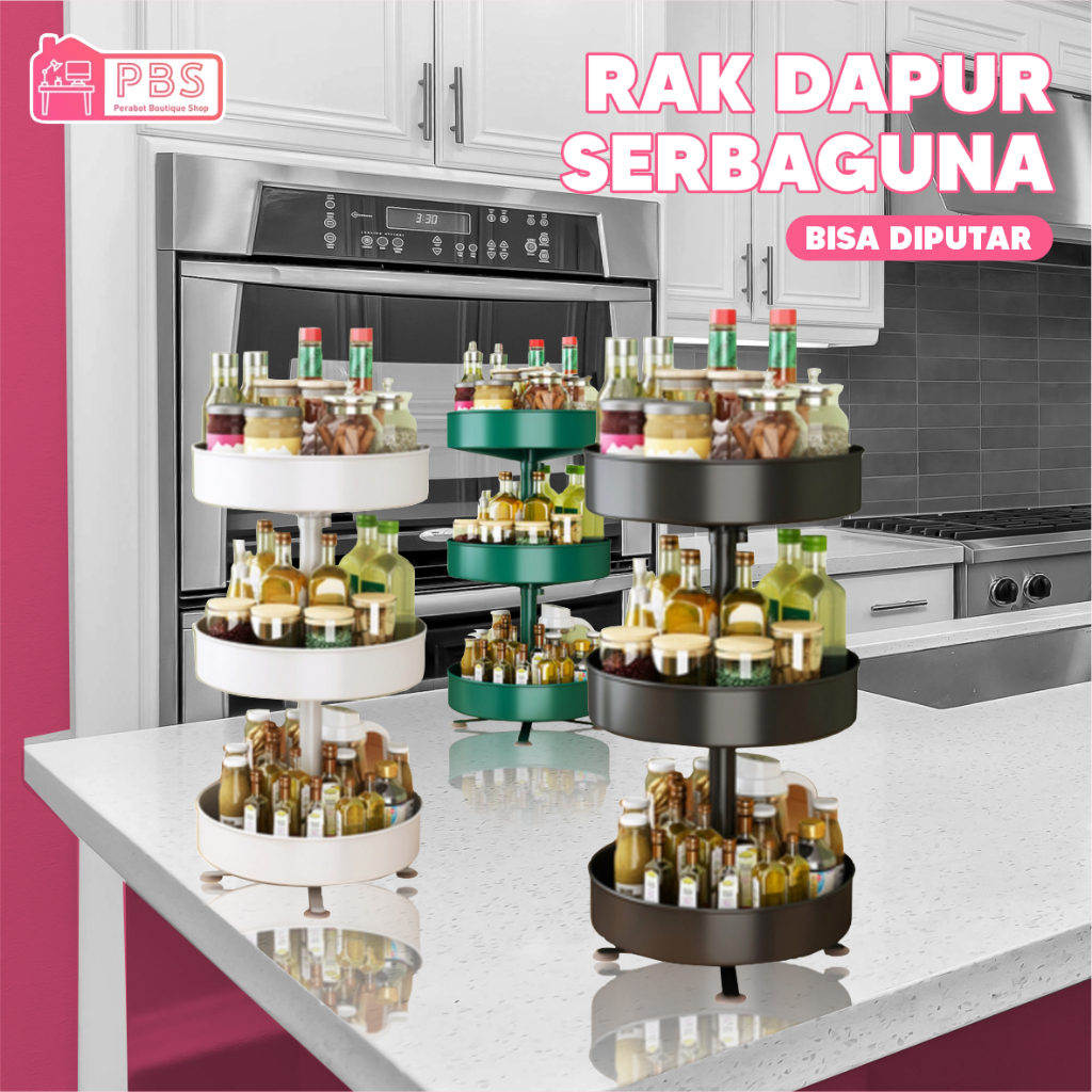 Jual PERABOT Rak Bumbu Dapur Putar Rak Dapur Serbaguna Stainless Rotate ...