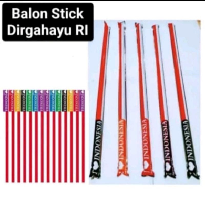 Jual 10 pcs balon tepuk bendera stik panjang merah putih | Shopee Indonesia