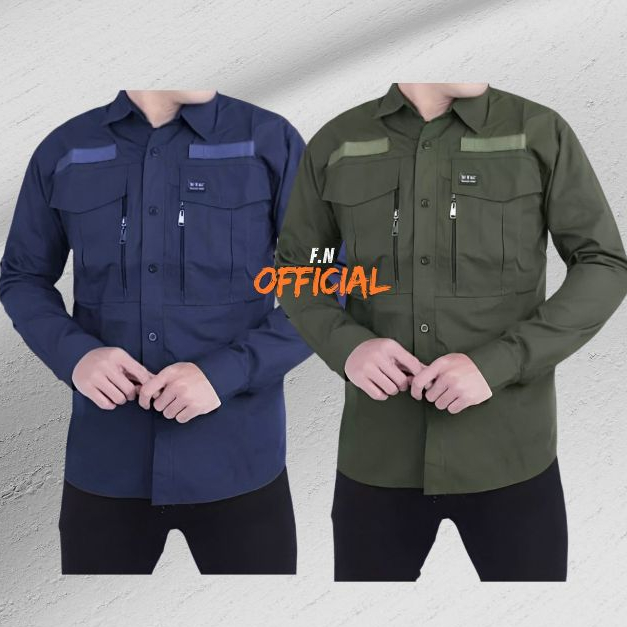 Jual Baju Seragam Kerja Kantor Lengan Panjang W-TEC Kemeja Lapangan Tactical PDH Warna Navy ...